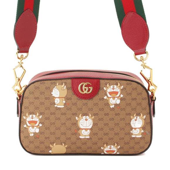 Gucci | Bags | Gucci Line Cow Bag Gg Red Doraemon Sherry Shoulder ...